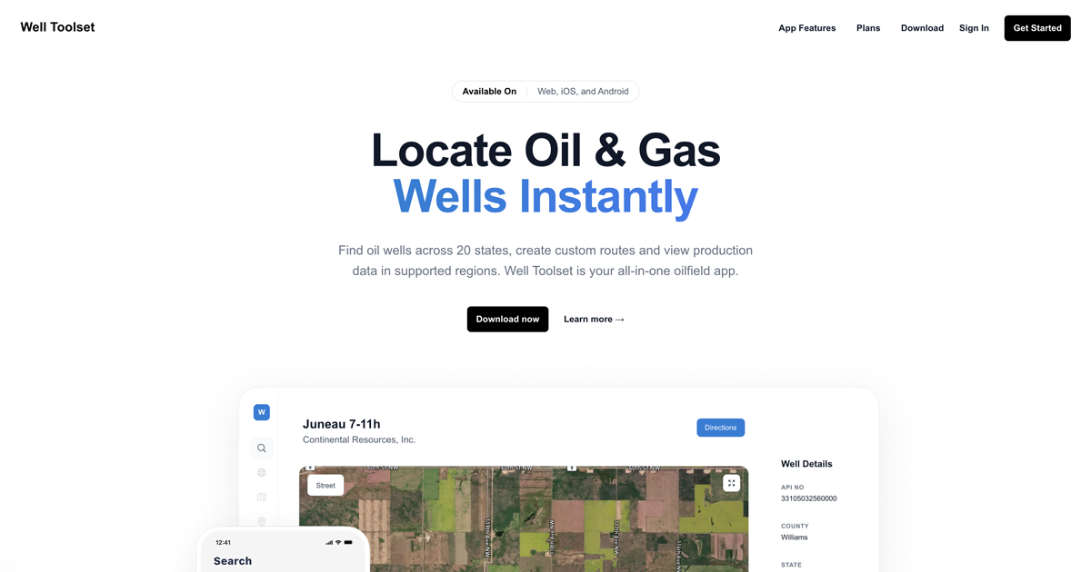 Well Toolset - Oil & Gas Well Data Platform